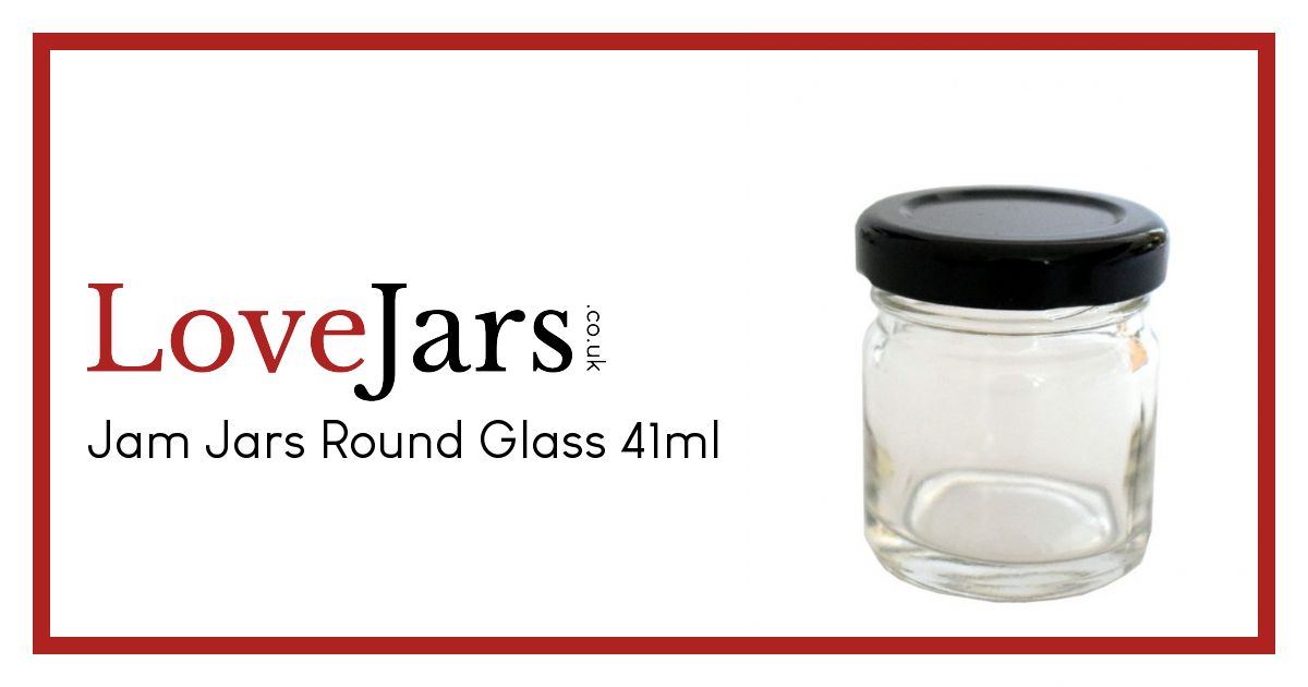 Jam Jars Round Glass 41ml (x1000) Black Lids | Round Jam Jars | Glass ...